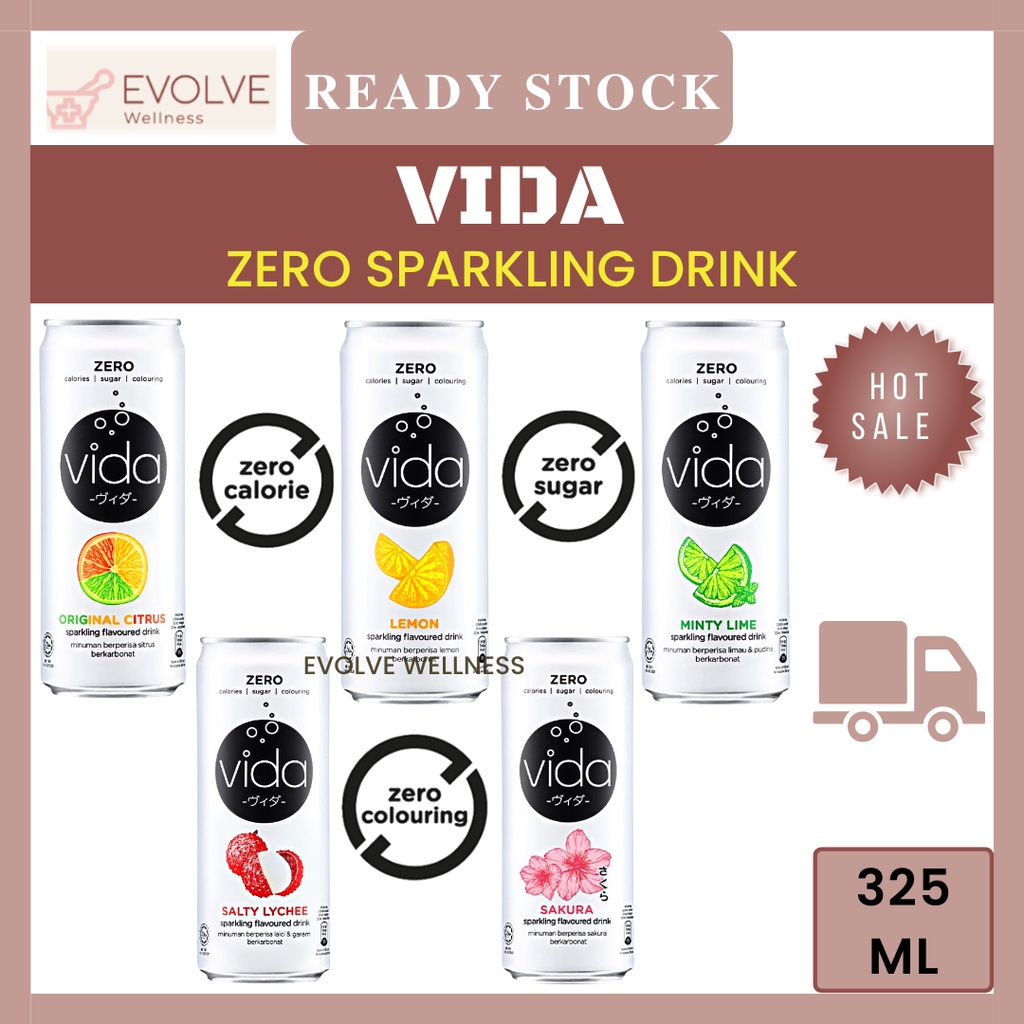 [325ML] VIDA ZERO SPARKLING DRINK | ZERO SUGAR | ZERO CALORIE | ZERO ...