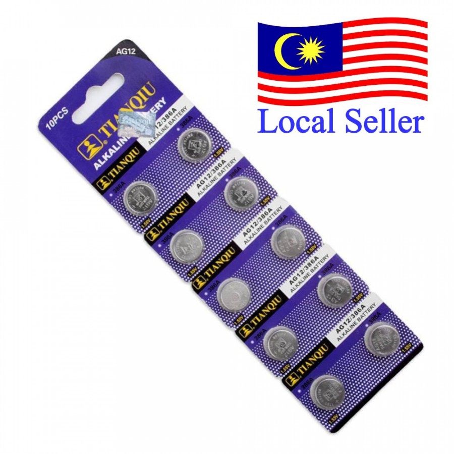 TIANQIU 1Pack-10pcs AG12 LR43 386 SR43 186 LR1142 Cell Coin Button ...