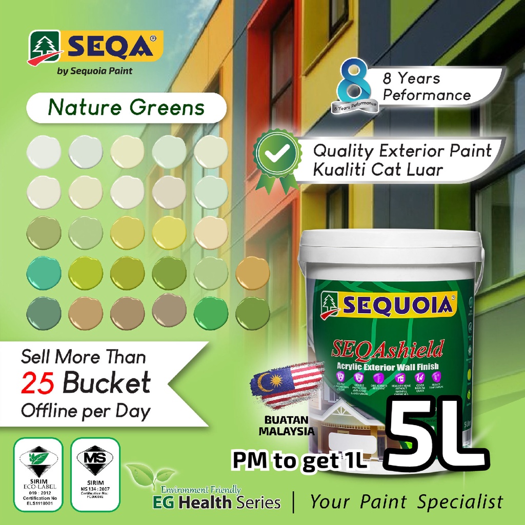 ( Green / Hijau ) 5L 8 Years Protection Exterior Wall Paint (Cat ...