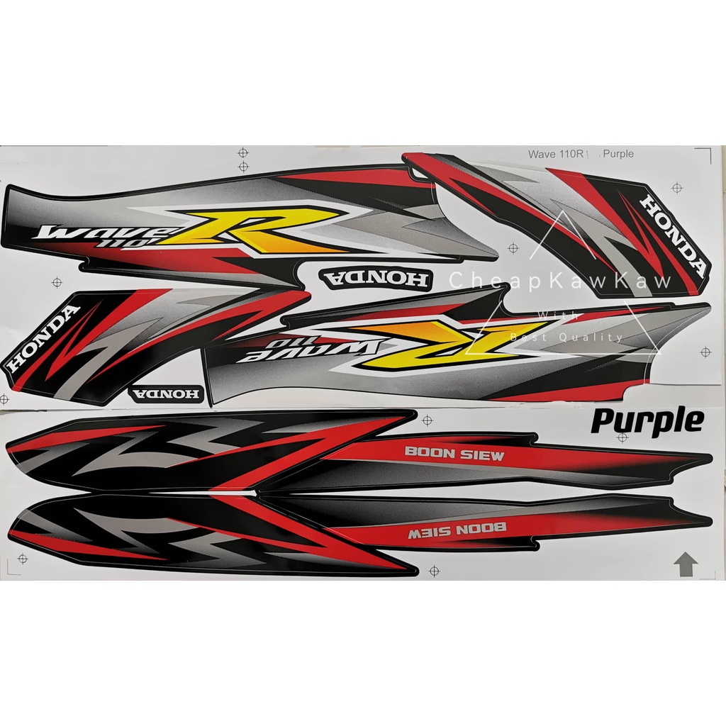 Honda Wave 110R ( 3 ) Body Cover Stripe Sticker - Purple / Blue / Red ...