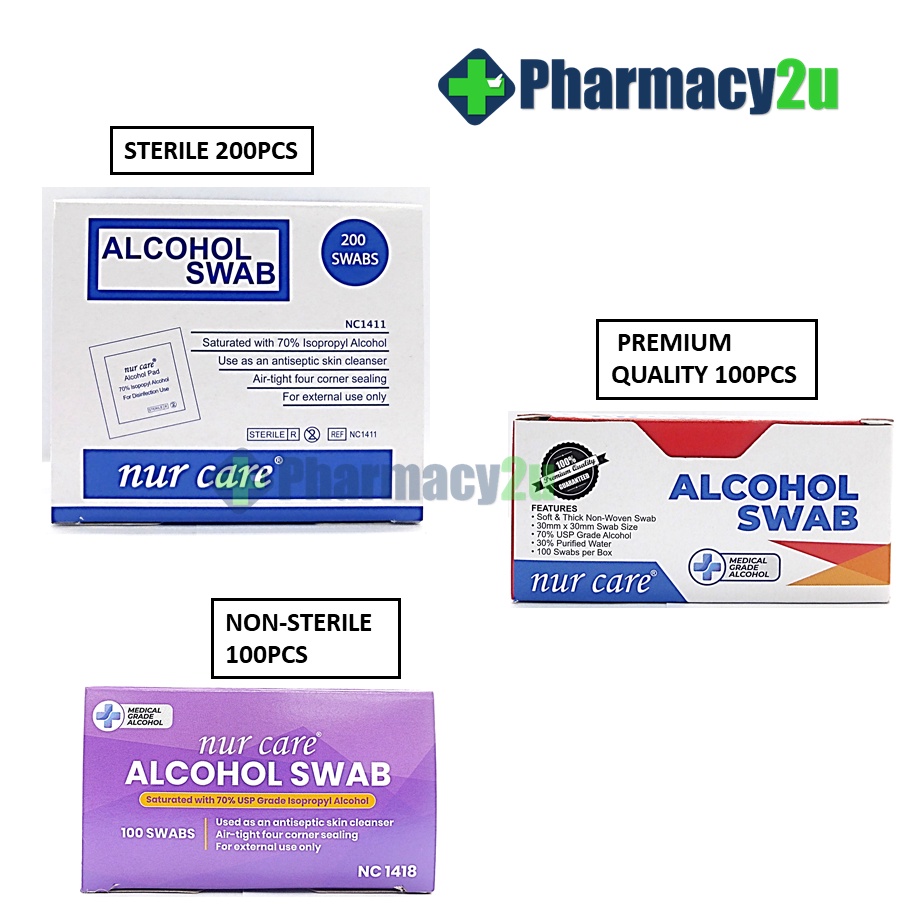 NUR CARE ALCOHOL SWAB 100S/200S (MEDICAL GRADE ALCOHOL SWAB) | Shopee ...