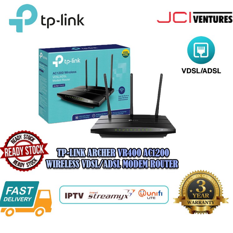 Tp-Link Archer VR400 AC1200 Wireless VDSL/ADSL Modem Router | Shopee ...