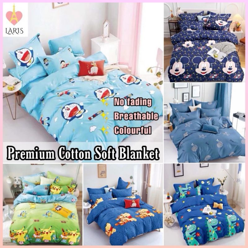 Premium Cotton Blanket Soft Quilt - Single/Queen / Selimut Cartoon ...