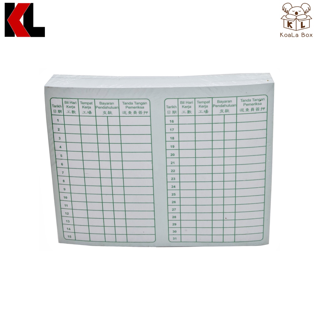 Worker Attendance Card - 100 Pcs (3 Types) | Shopee Malaysia