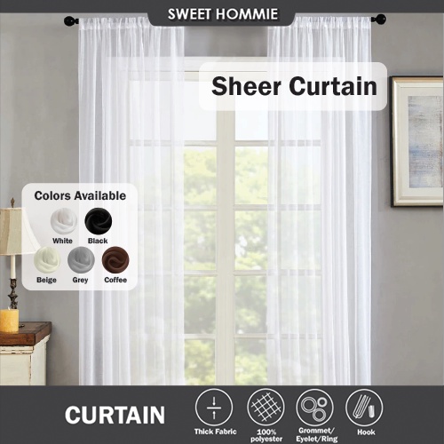 Sheer Curtain Tingkat Langsir Nipis Putih Lining Langsir Sliding Door ...