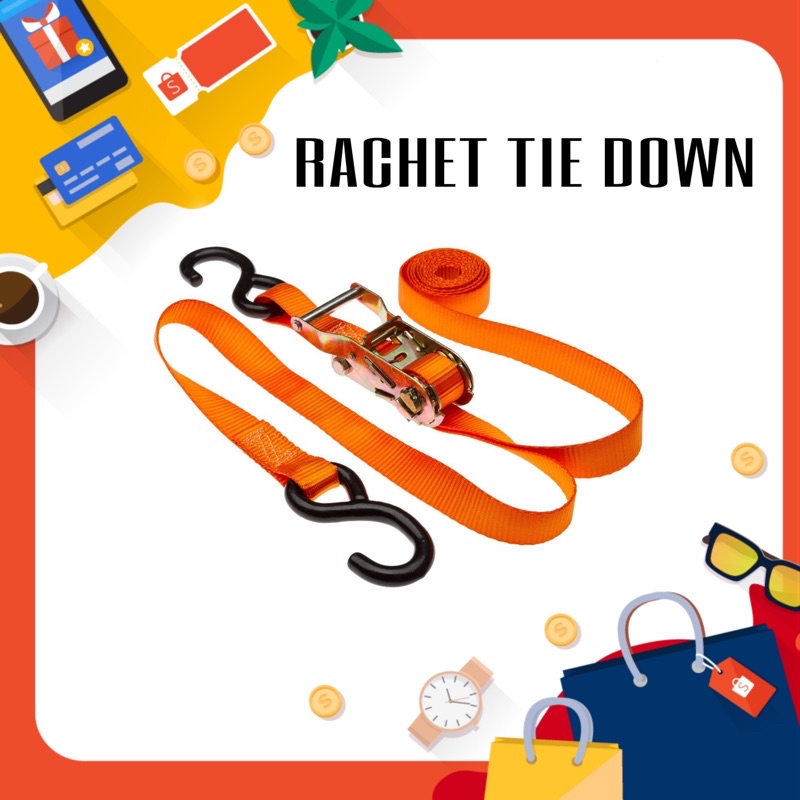 Tali Pengikat Barang Tali Krek Lori/4X4 25mm x 4.5m Lashing Rope Cargo ...