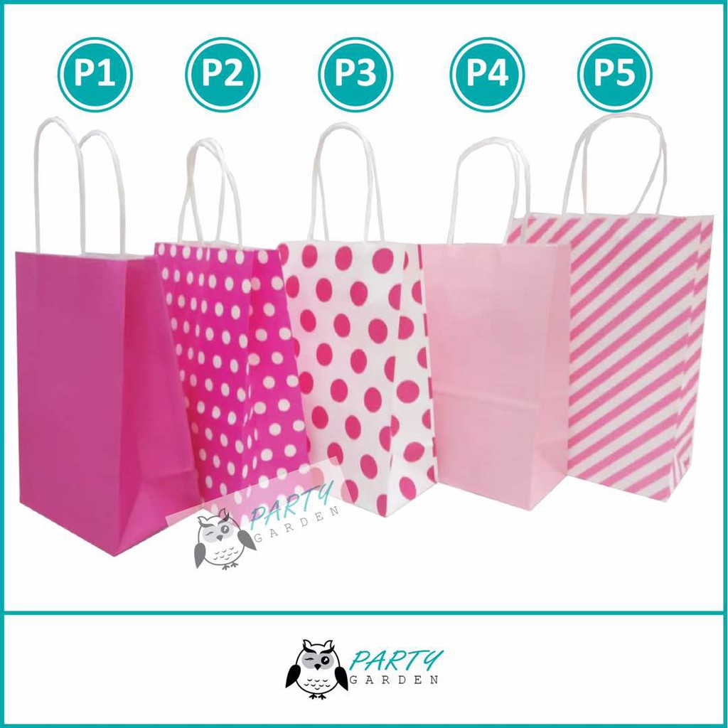 Pink theme Size "S" handle paper bag / Kraft paperbag | Shopee Malaysia