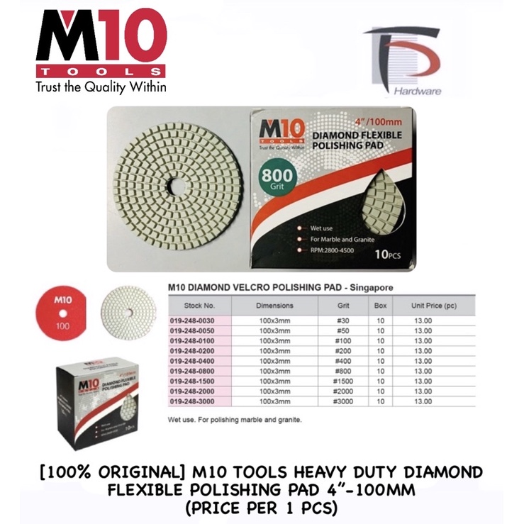 [100% ORIGINAL] M10 TOOLS HEAVY DUTY DIAMOND FLEXIBLE POLISHING PAD 4 ...