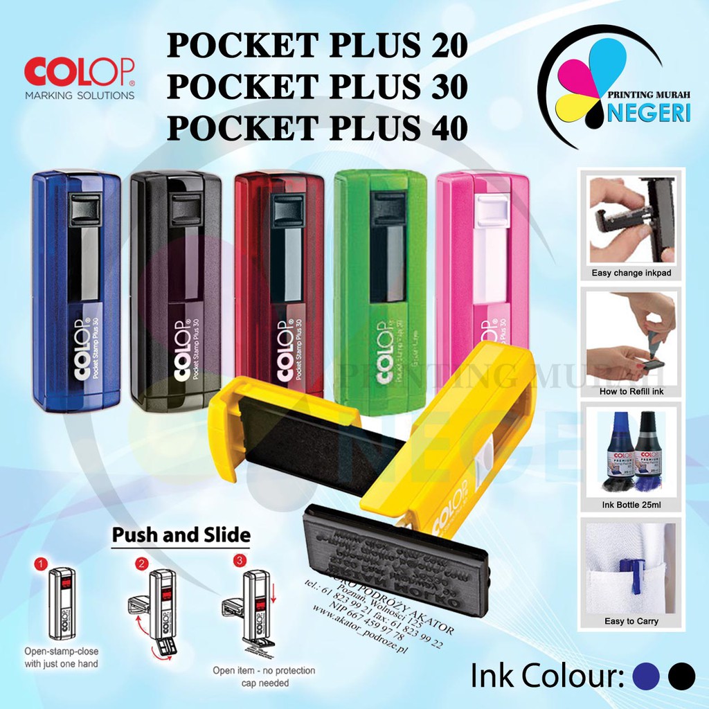 SAME DAY SHIP OUT (READY STOK) Colop Pocket Rubber Stamp 20 / 30 / 40 Self Inking Rubber Stamp ...