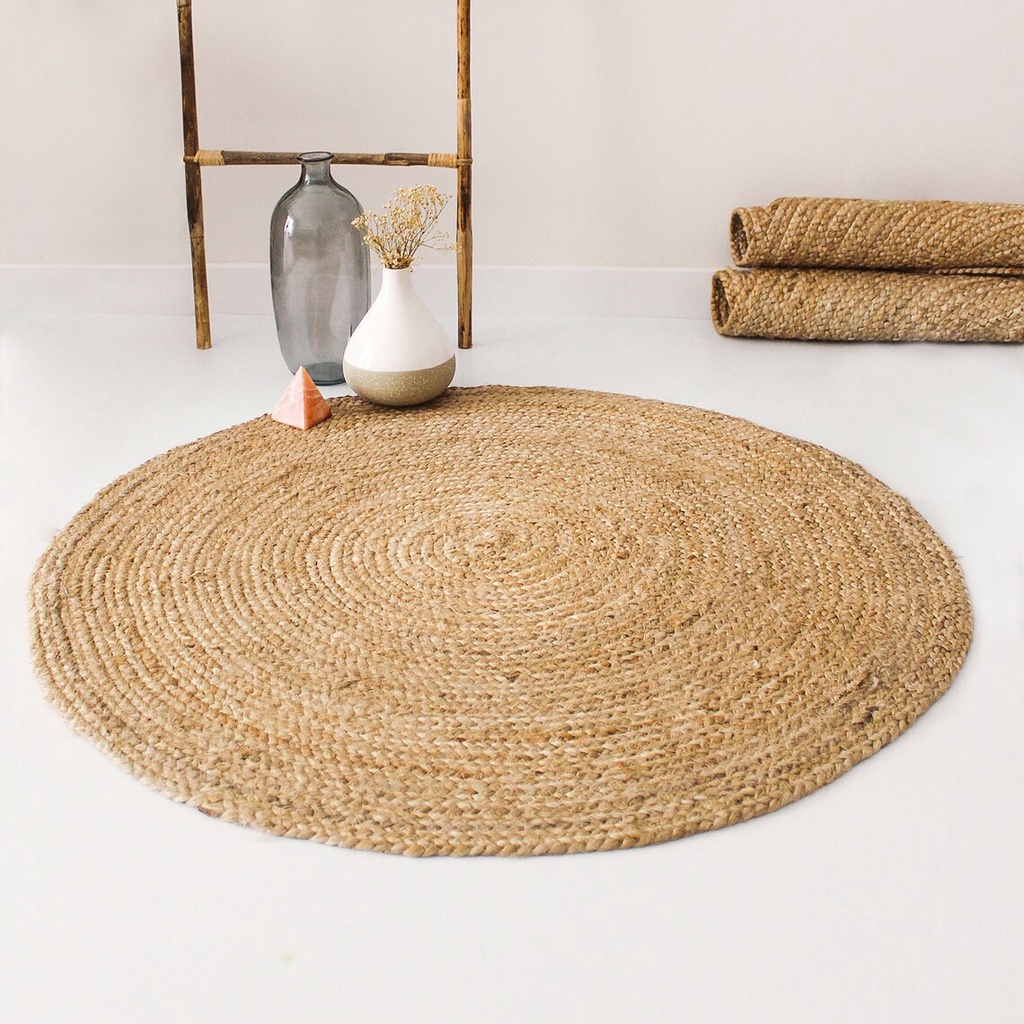 LANCCO Round Jute Rug Home Decor Japanese Muji Mat Rug Natural Carpet ...