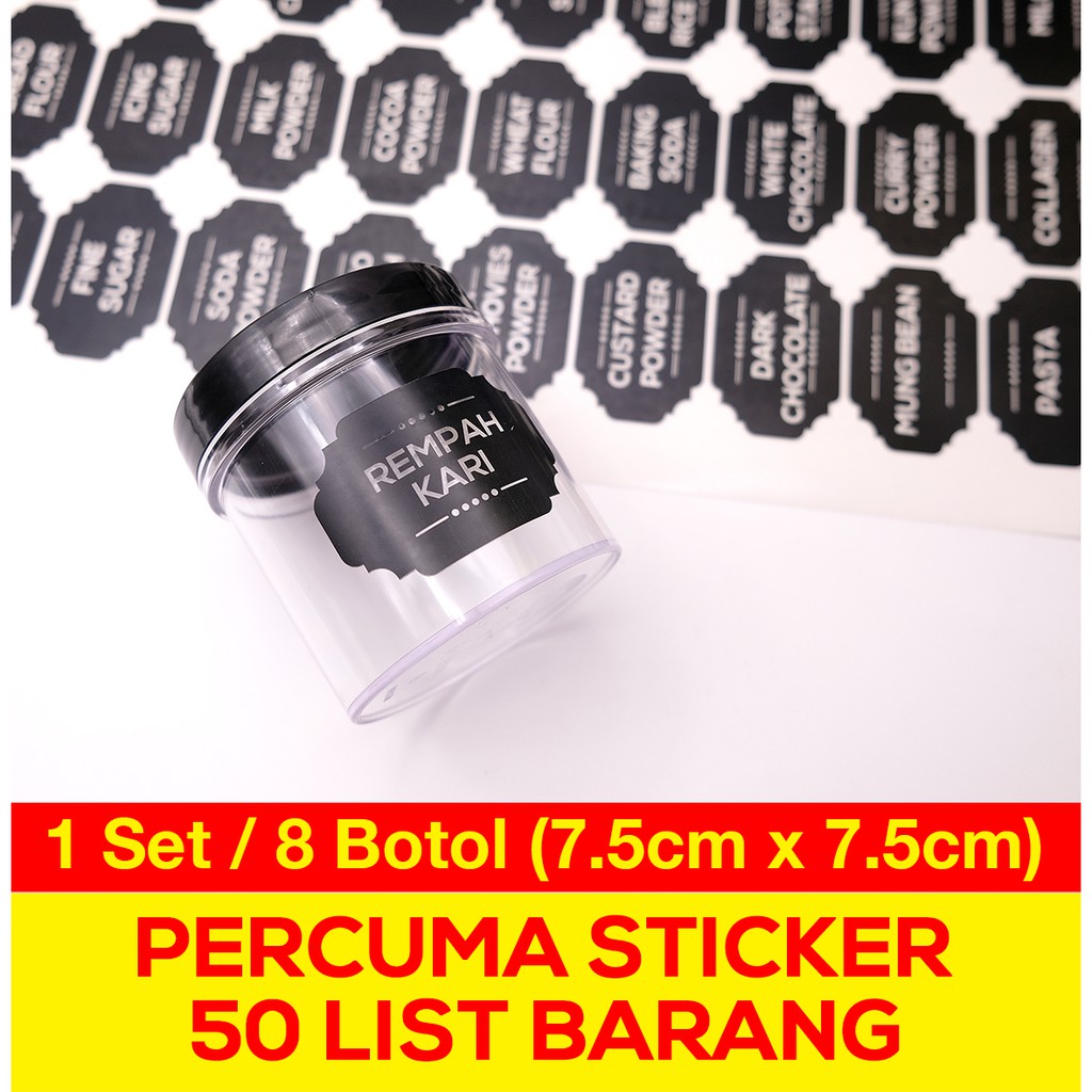 PERCUMA WATERPROOF STICKER LABEL 50 LIST / SET BEKAS SIMPANAN REMPAH ...