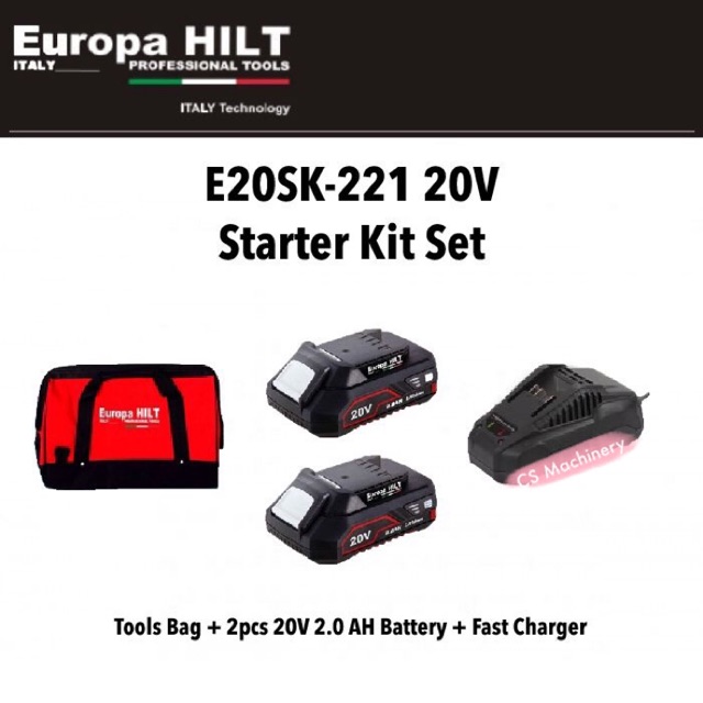 Europa Hilt E20SK-221 / E20SK-441 20V Starter Kit Set (2.0AH / 4.0AH) | Shopee Malaysia
