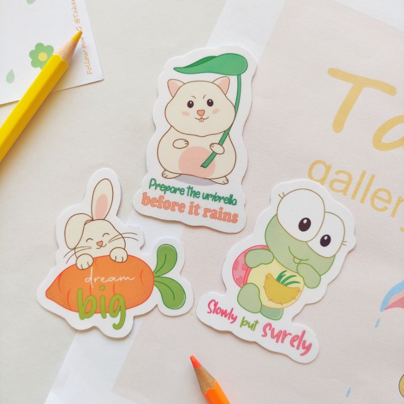 Kawaii stickers Cute Positive Motivational Quote Aesthetic Bunny Rabbit ...