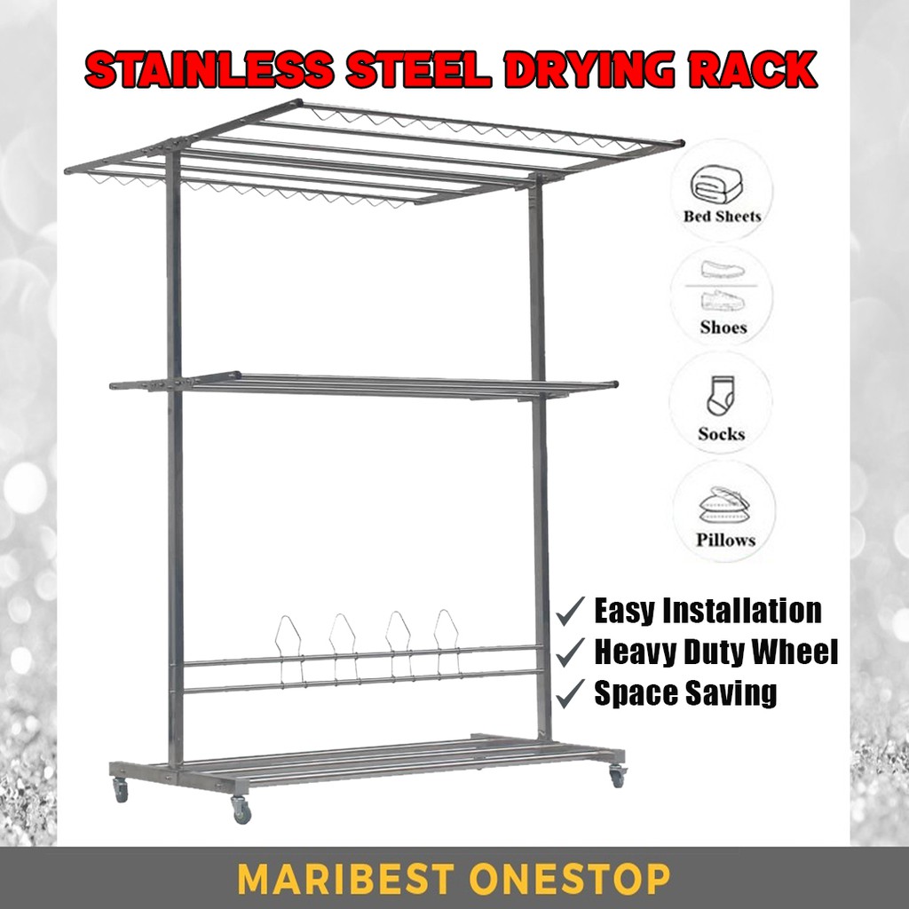 AMPAIAN BAJU OUTDOOR/ MOBILITY STAINLESS STEEL CLOTH HANGER FOLDABLE ...