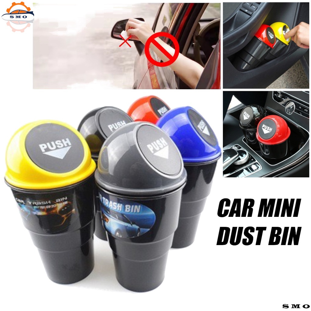 Round Push Car Cup Holder Slot Mini Dustbin Trash Garbage Can Box ...