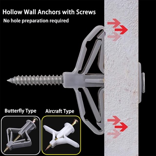 50pcs/100pcs Aircraft Screw Wall Plug Aircraft Butterfly Clip Drywall ...