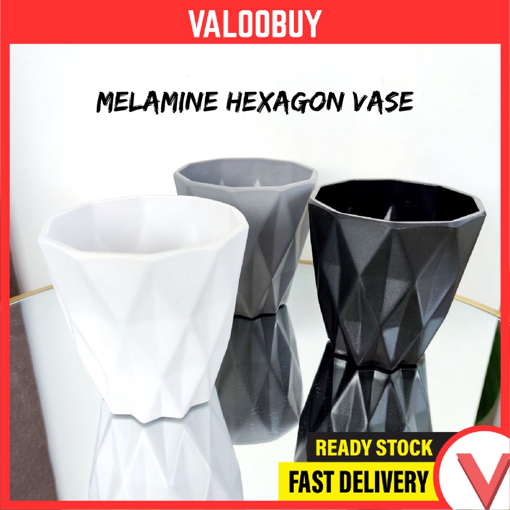 Melamine Hexagon Vase Pot Flower Pelbagai Size Pasu Bunga Orkid Pasu ...