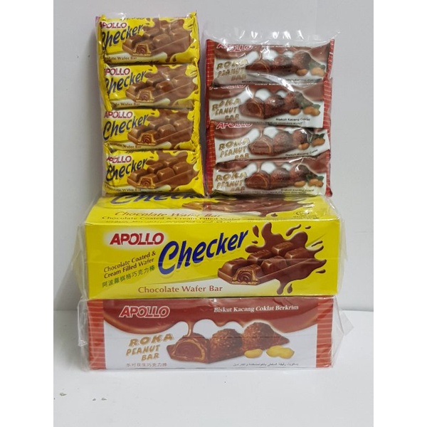 Apollo Checker Chocolate Wafer Bar / Apollo Roka Peanut Bar | Shopee ...