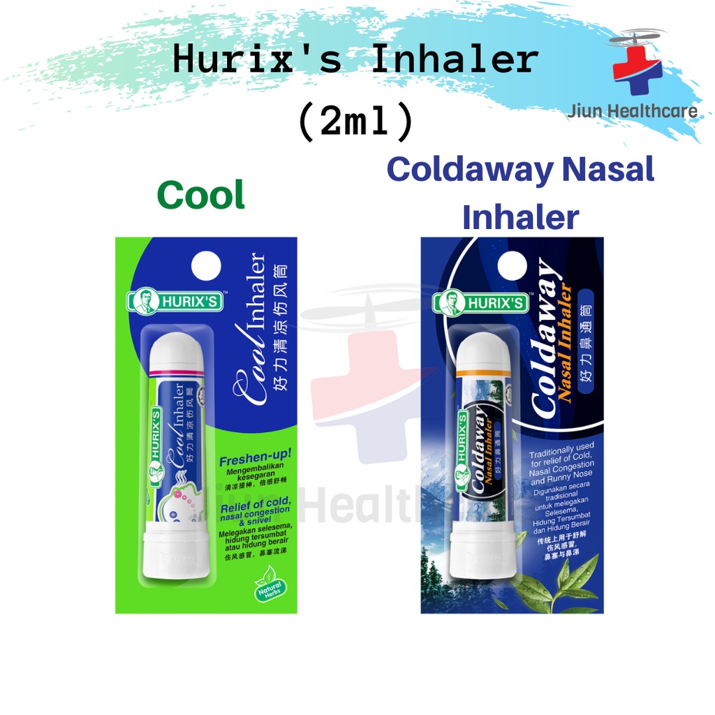 HURIX'S Cool Inhaler/ Coldaway Nasal Inhaler (2ml) Freshen up, Relieve ...