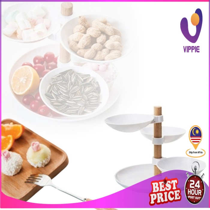 VIPPIE Japanese Style Detachable Rotating Wood Pole Four-layer Snack ...