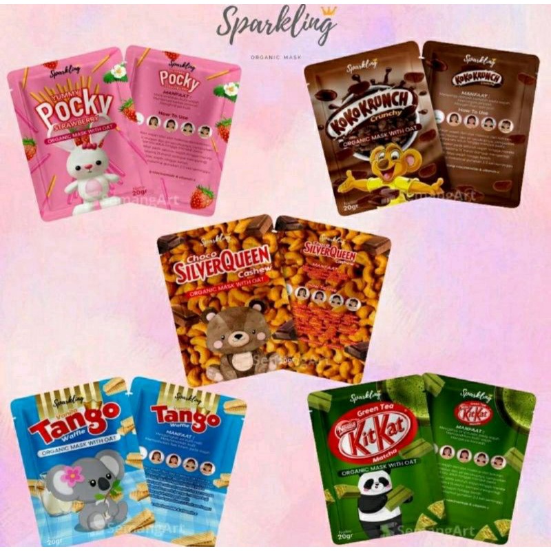 Sparkling Organic Face Mask 20GR POCKY KITKAT Antem KOKO KRUNCH 20GR ...
