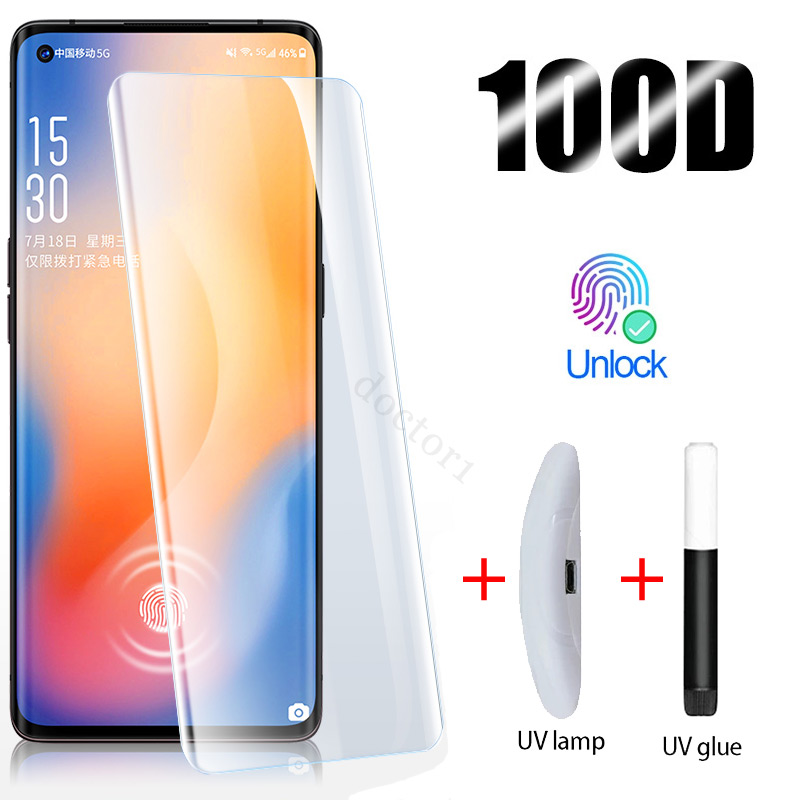 UV Light Full Glue Curved Tempered Glass Film For VIVO V50 V40 V40E V30 V30E X200 X100 X90 X80 ...