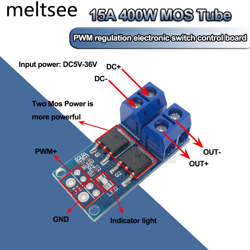 High Power 15A 400W MOS FET Trigger Switch Drive Module PWM Regulator ...