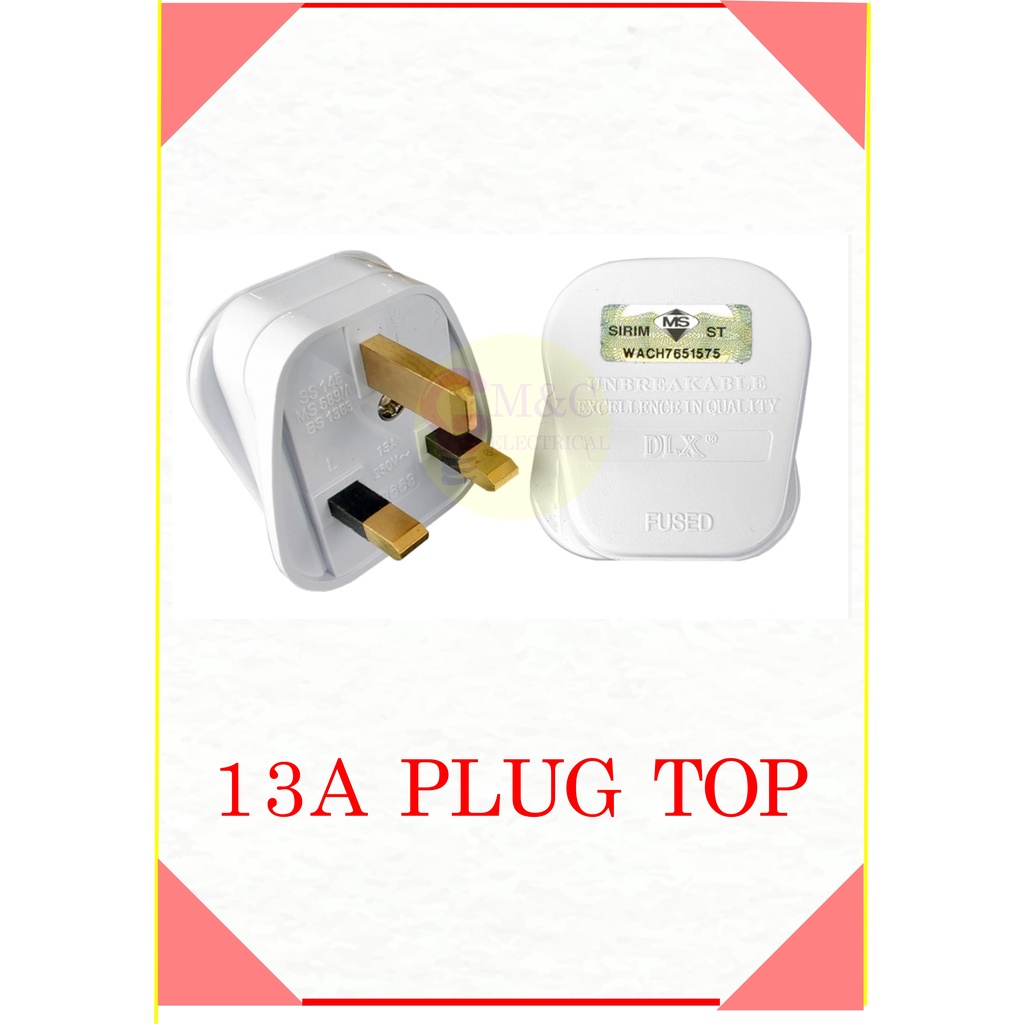 13A 3 Pin Plug Top with Sirim Approved | Shopee Malaysia