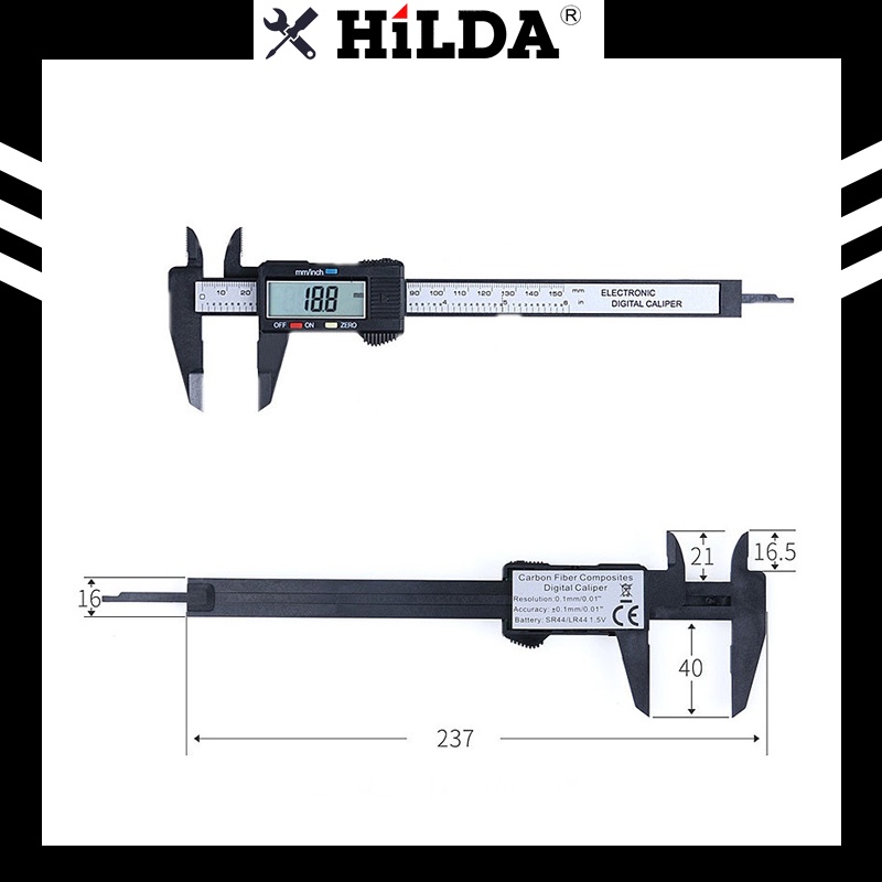 HILDA Digital Caliper Stainless steel Electronic Vernier Caliper 0 ...