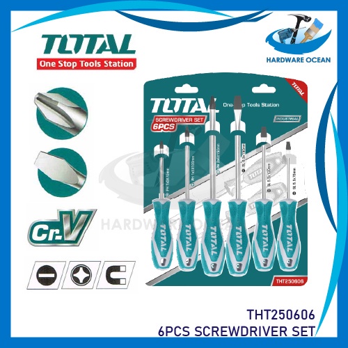Total Screwdriver Set Skru Driver Screw Driver Long 6 Pieces Hand ...