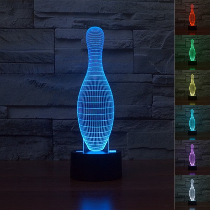 Cute Bowling Pin 3D (*16 Colors + REMOTE*) LED Night Light 3D Lamp Kids ...