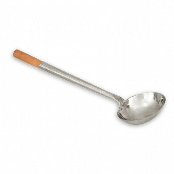 STAINLESS STEEL CHINESE WOK LADLE With WOOD HANDLE / 木手柄钢炒菜壳(11cm/6oz ...