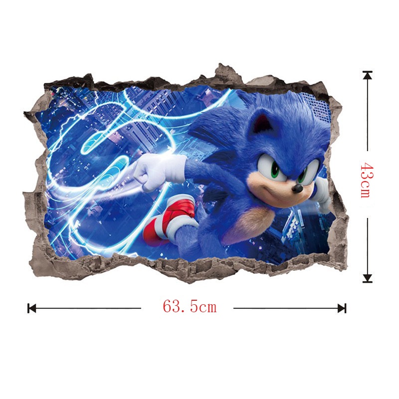 New Style Sonic Wall Stickers Children Room Graffiti Decoration 3D ...