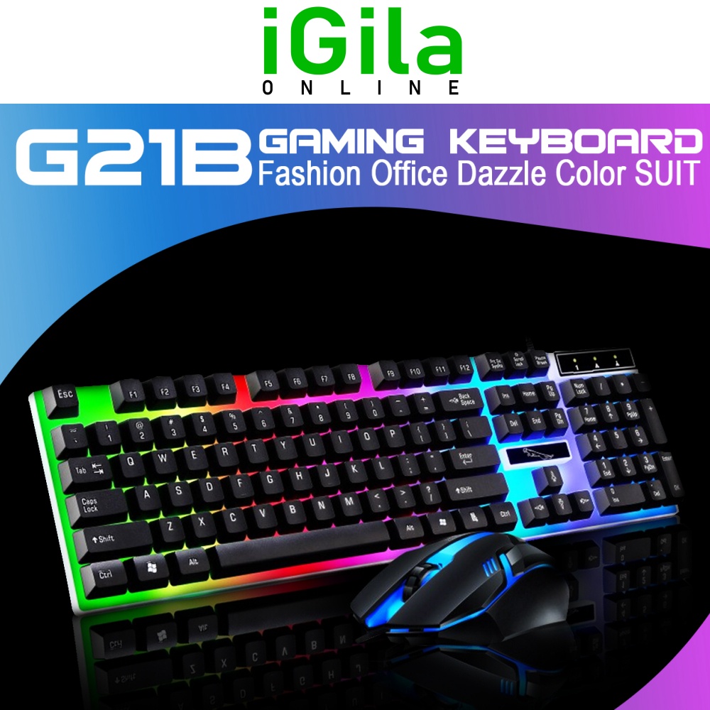 G21 / G21B RGB GAMING KEYBOARD wired USB luminous gaming keyboard mouse ...