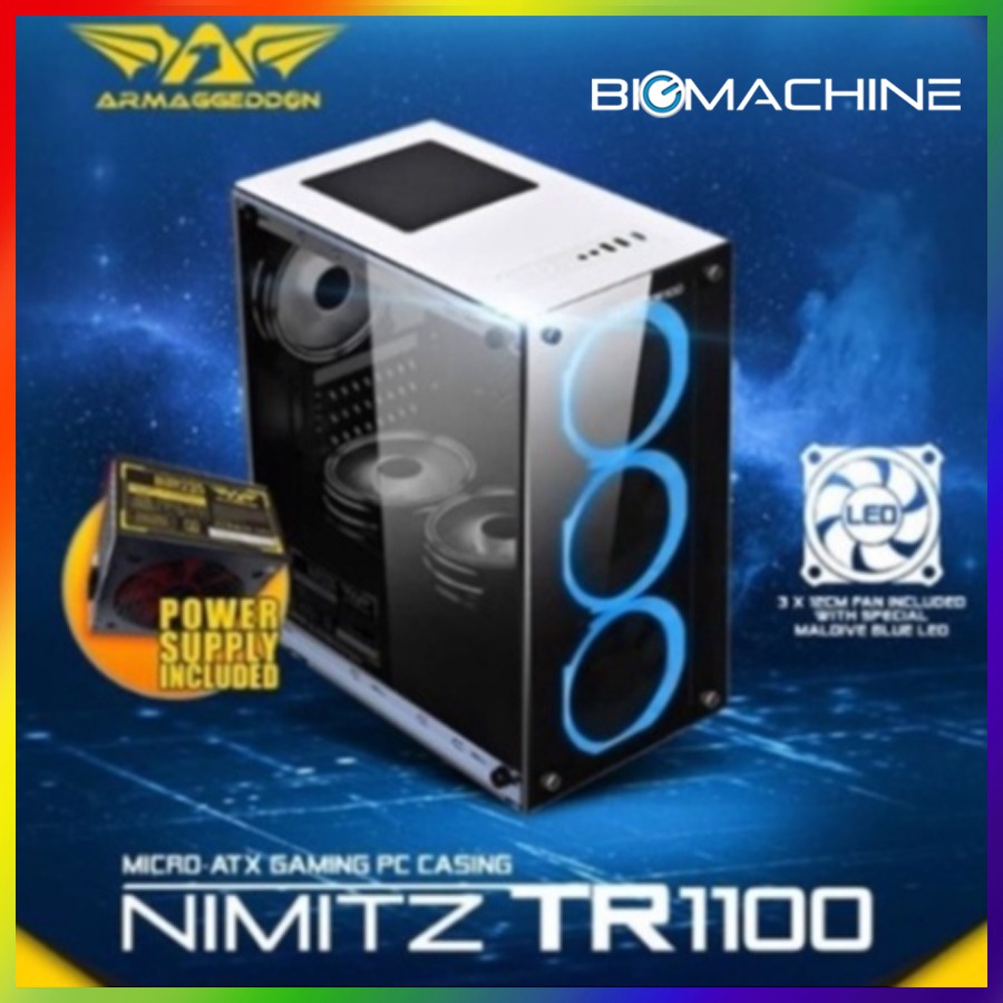 Armaggeddon Nimitz TR1100 Micro ATX Case | 3 Fan + 1 PowerSupply ...