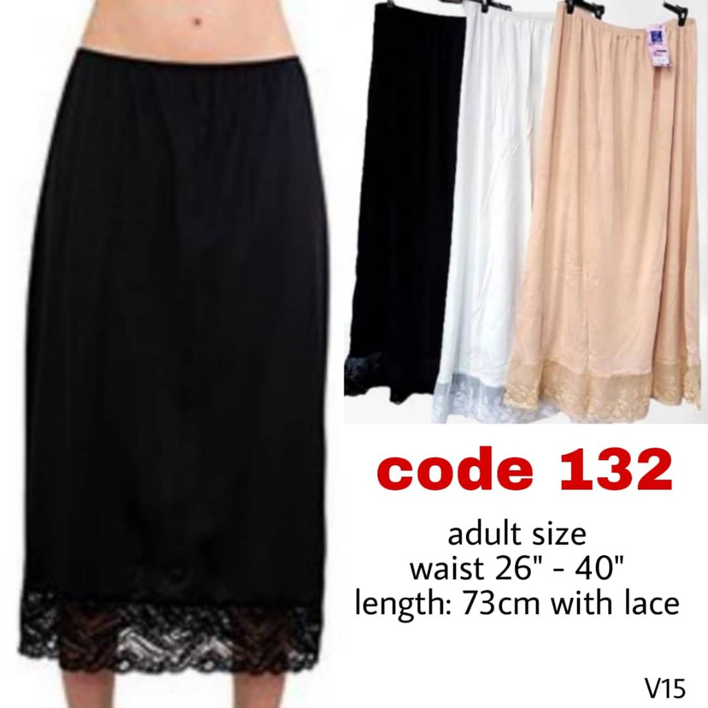 (S-3XL) Kain Dalam Cotton Wanita Long Petticoat Inner Skirt High Waist ...