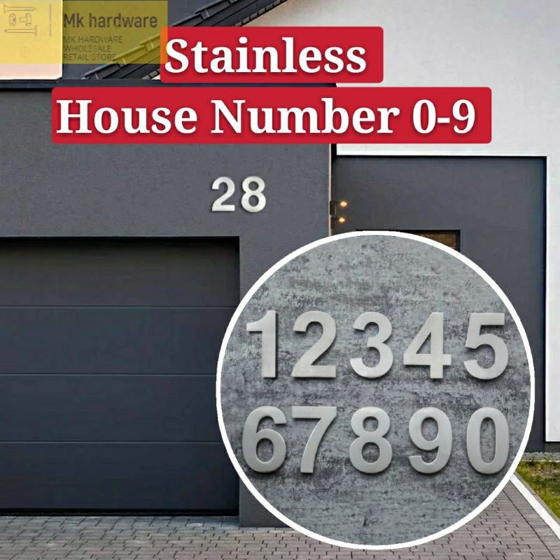 ANTON 0-9 Stainless Steel House Number Plate Home Number Sign 80mm ...