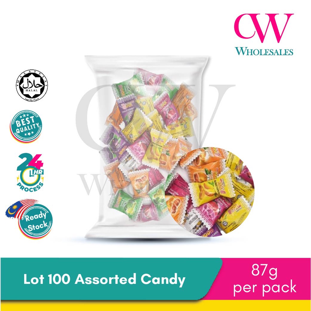 Lot 100 Assorted Candy Lot 100 Sour+ Assorted Fruit Flavour Sour Gummy ...