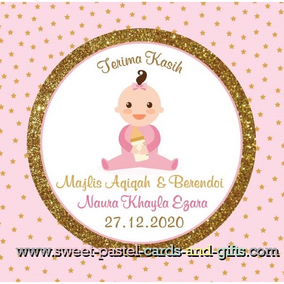 TQ STICKER DOOR GIFT BABY GIRL MAJLIS AQIQAH / AKIKAH / CUKUR JAMBUL ...