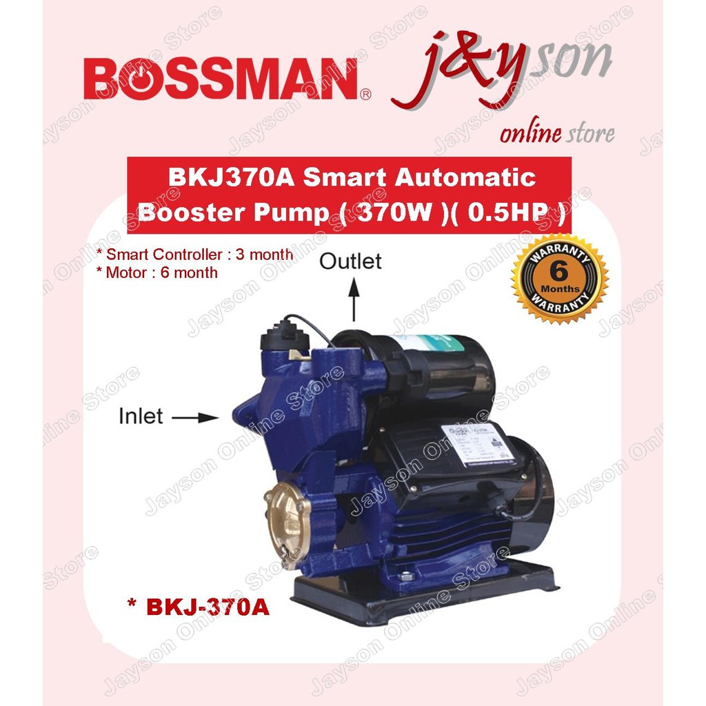 BOSSMAN BKJ370A 1" x 0.5HP Smart Automatic Booster Pump ( 370W ) bkj ...