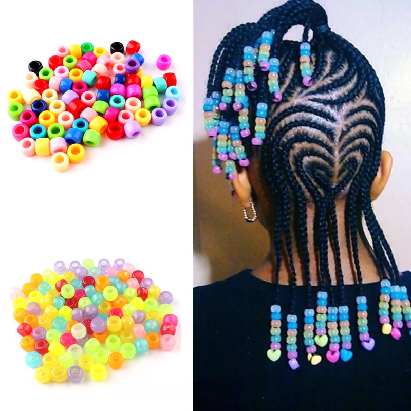 100pcs Colorful Hair Beads Big Hole Dreadlock Beads Acrylic Transparent ...