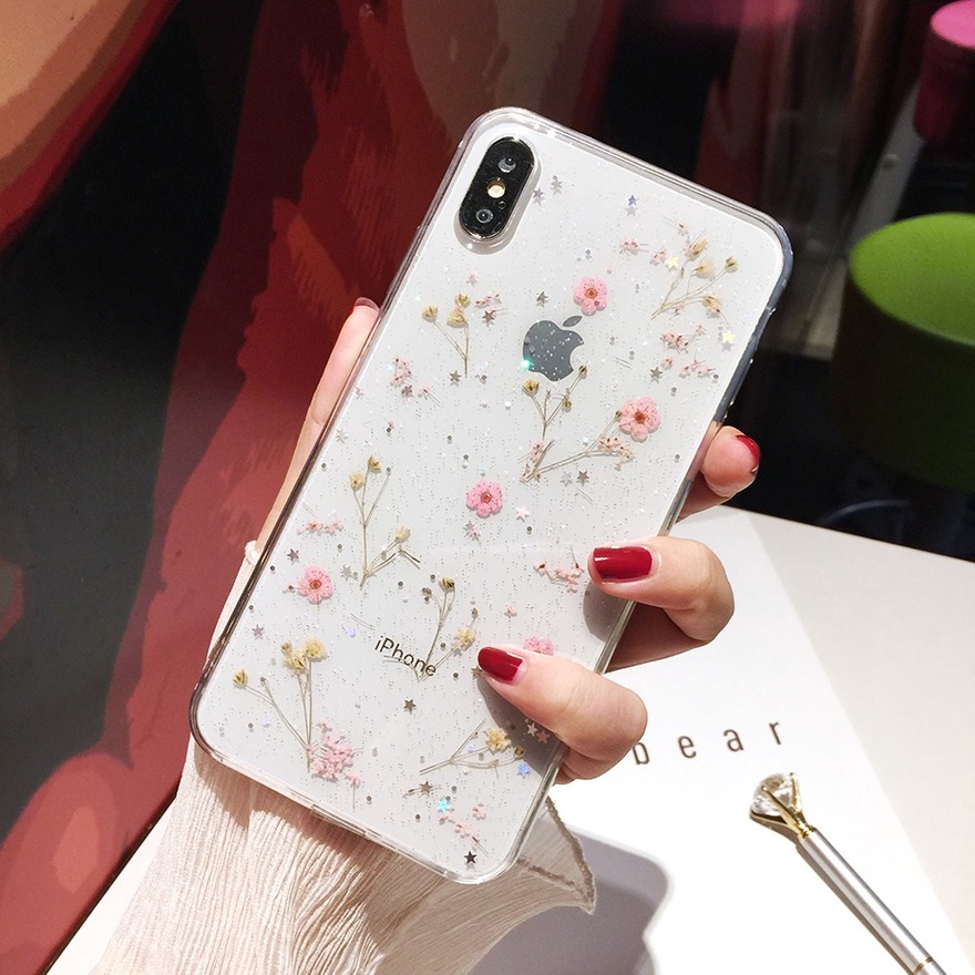z7x8ph38eb For Huawei Nova 3e 4e Mate 20 30 Pro Plus 20x Transparent Glitter Dried Flower Phone ...