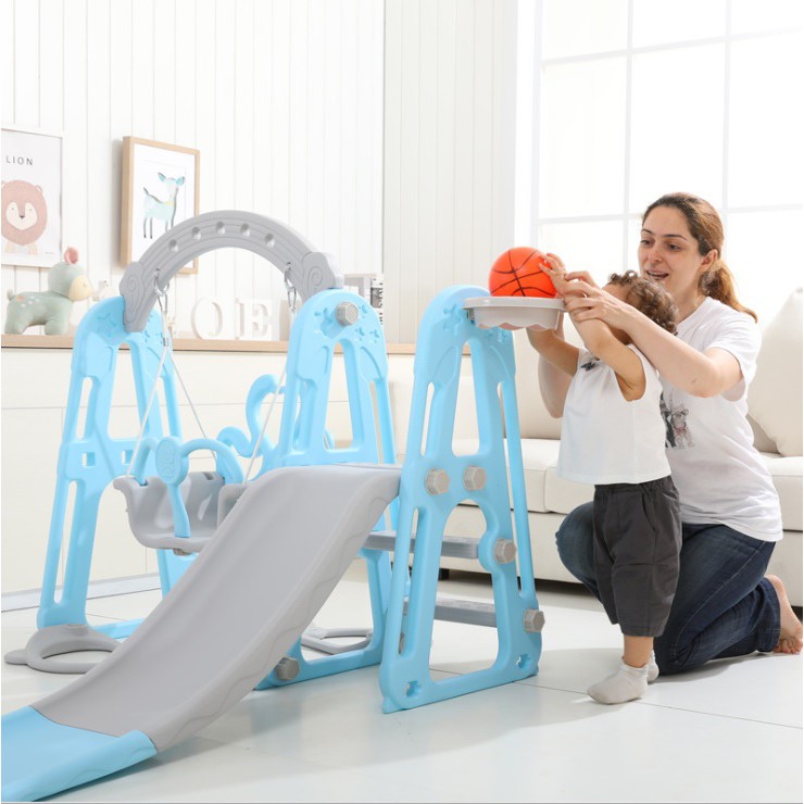 3 In 1 Swing & Slide Cute Swan Indoor / Outdoor Mini Playground With ...