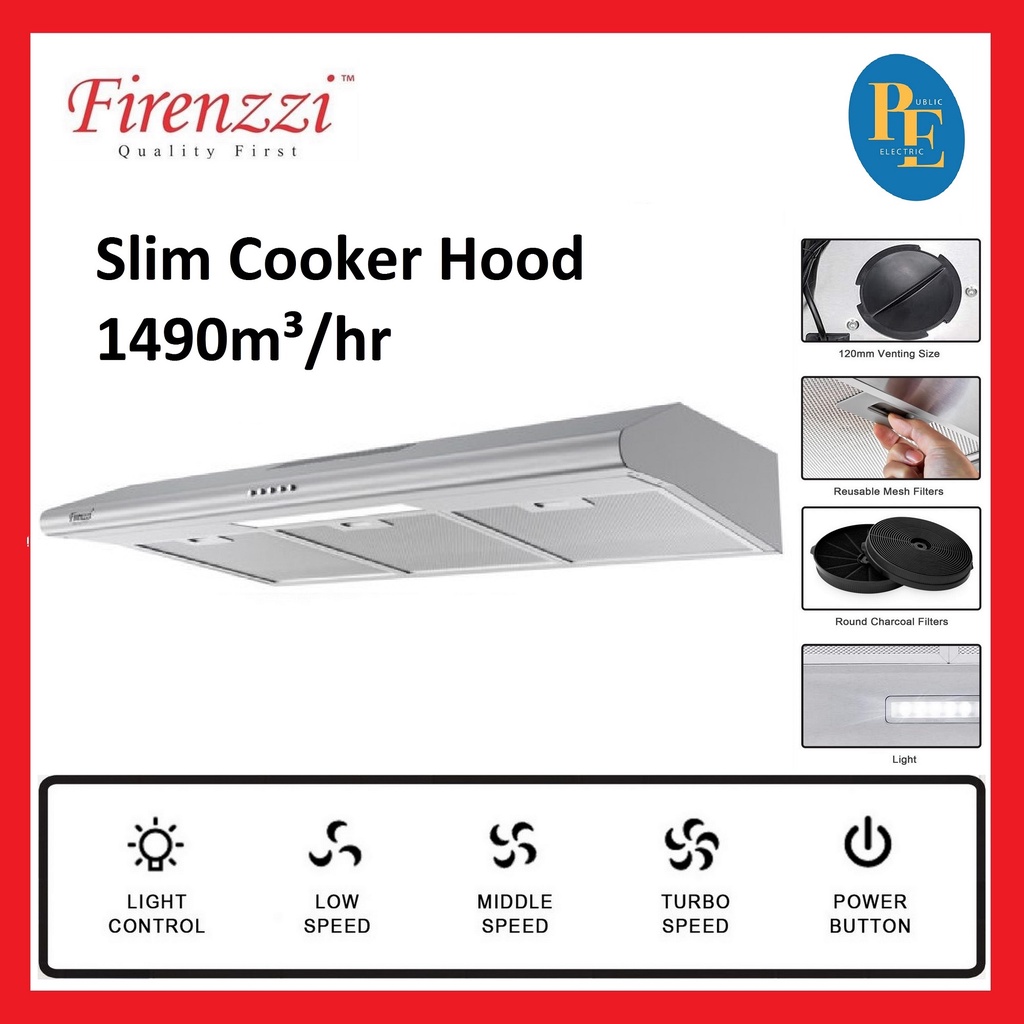 Firenzzi 1490m³/hr High Suction Power Slim Cooker Hood FH-902 XP FH-902 ...