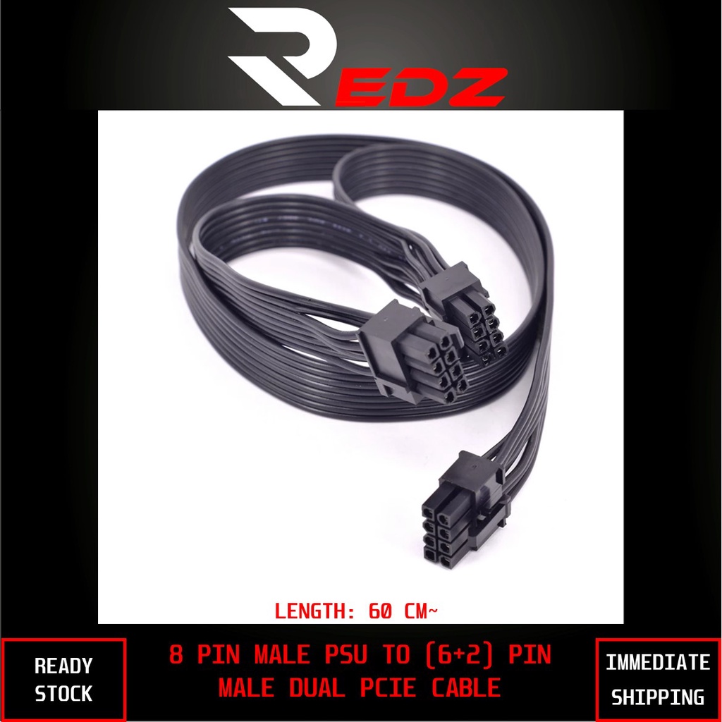 [NEW] 8-Pin Male PSU to 6+2 Male PCIE Graphic Card Cable | Shopee Malaysia