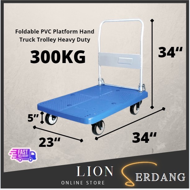 150KG/ 300kg Foldable PVC Platform Hand Truck Trolley Heavy Duty ...