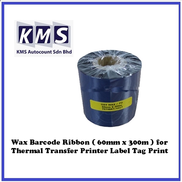Wax Barcode Ribbon ( 60mm x 300m ) for Thermal Transfer Printer Label ...