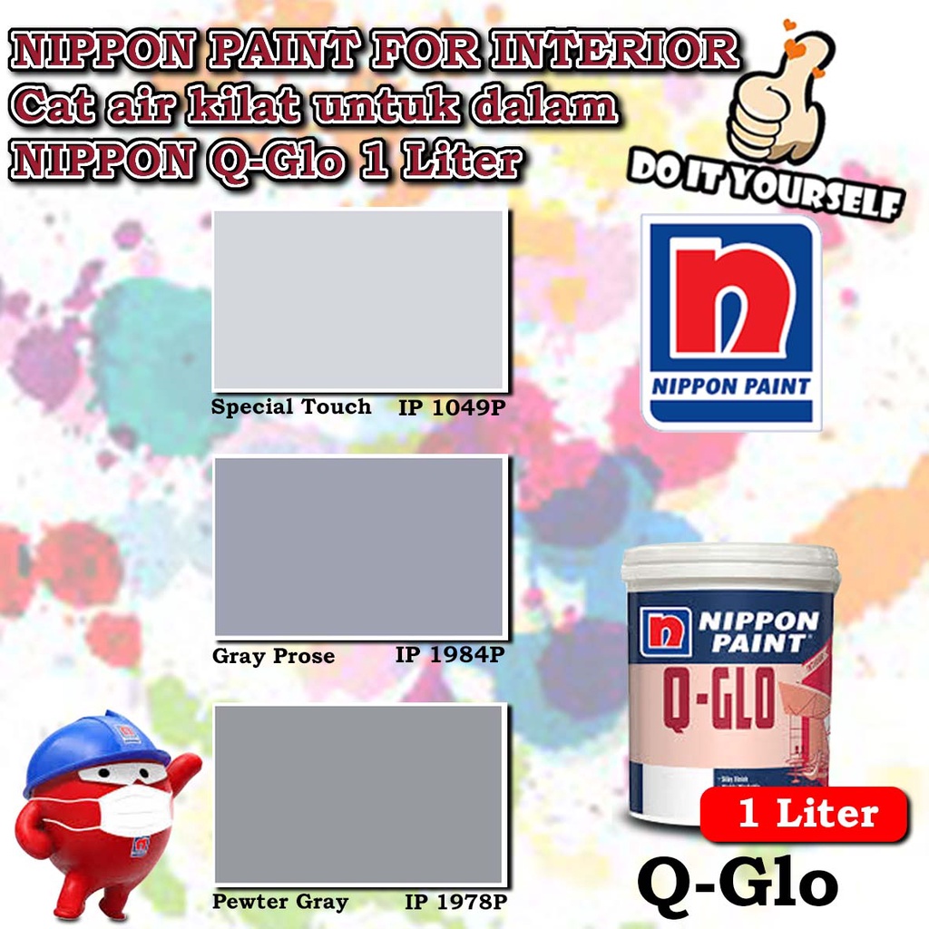 Nippon paint Q Glo Interior 1 Liter Special Touch 1049P / Gray Prose ...