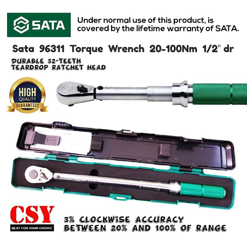 100% ORIGINAL SATA Torque Wrench 1/2"Dr 96312 / 96311 | Shopee Malaysia