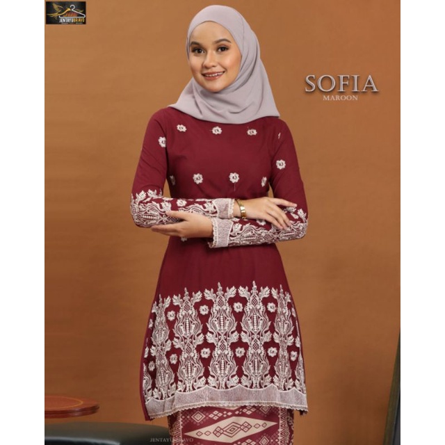 Baju Kurung Moden Songket Raya Maroon Peach Dusty Pink Emerald green ...